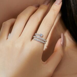 Jewelry | Silver Spiral Ring With Diamond Pav And Centerpiece | Poshmark